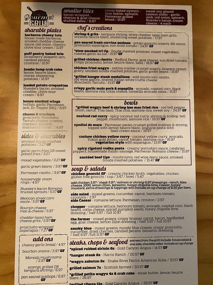 Menu at Gourmet Grub pub & bar, Greeley