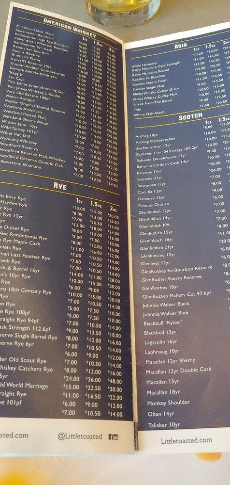 Menu at Little Toasted pub & bar, Chicago, 300 S Riverside Plaza