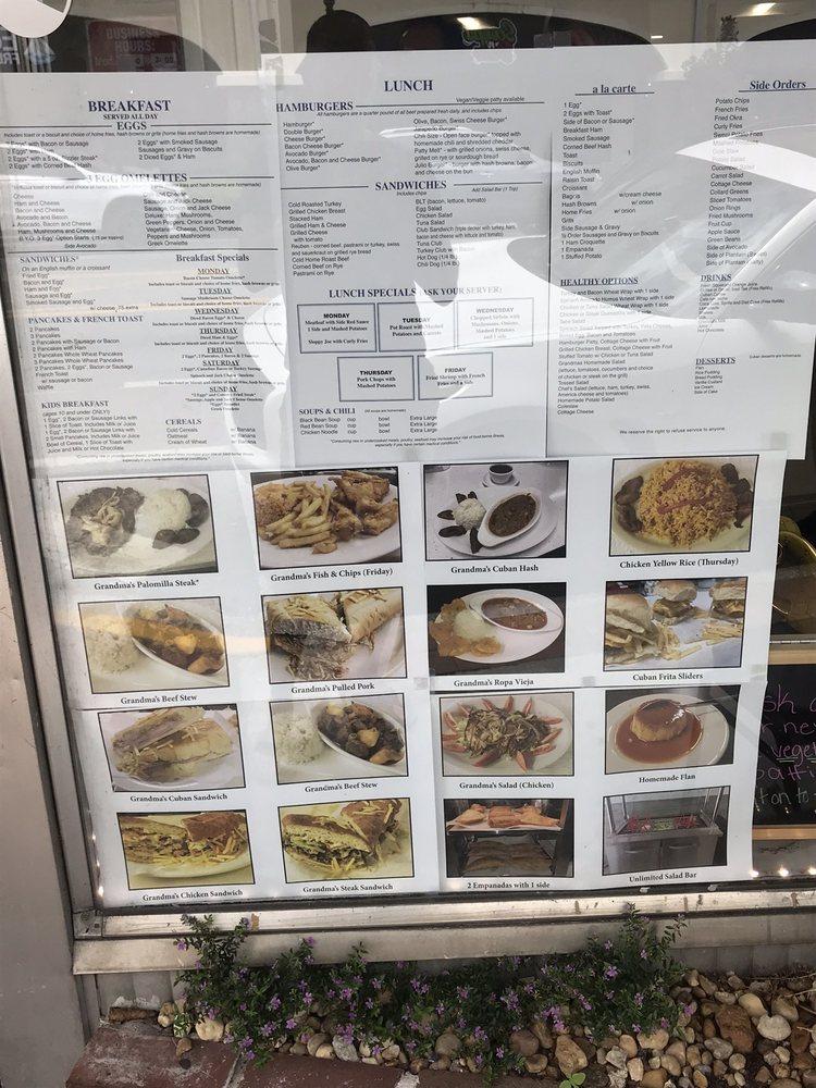 Menu at College Park Cafe, Orlando