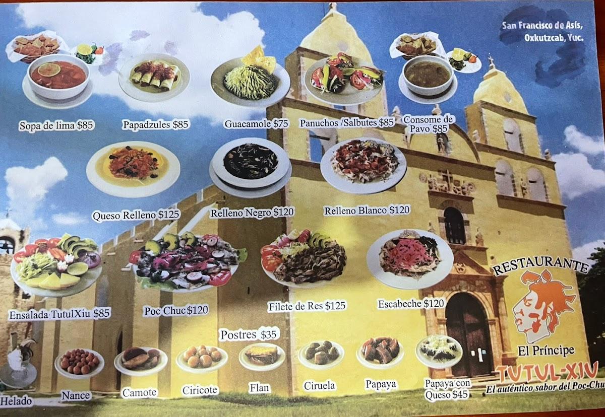 Carta del restaurante El Príncipe Tutul Xiu, Maní
