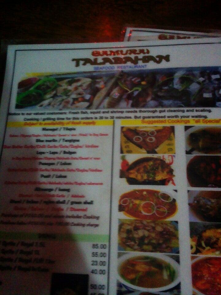 Menu at Samurai Talabahan restaurant, Iloilo City