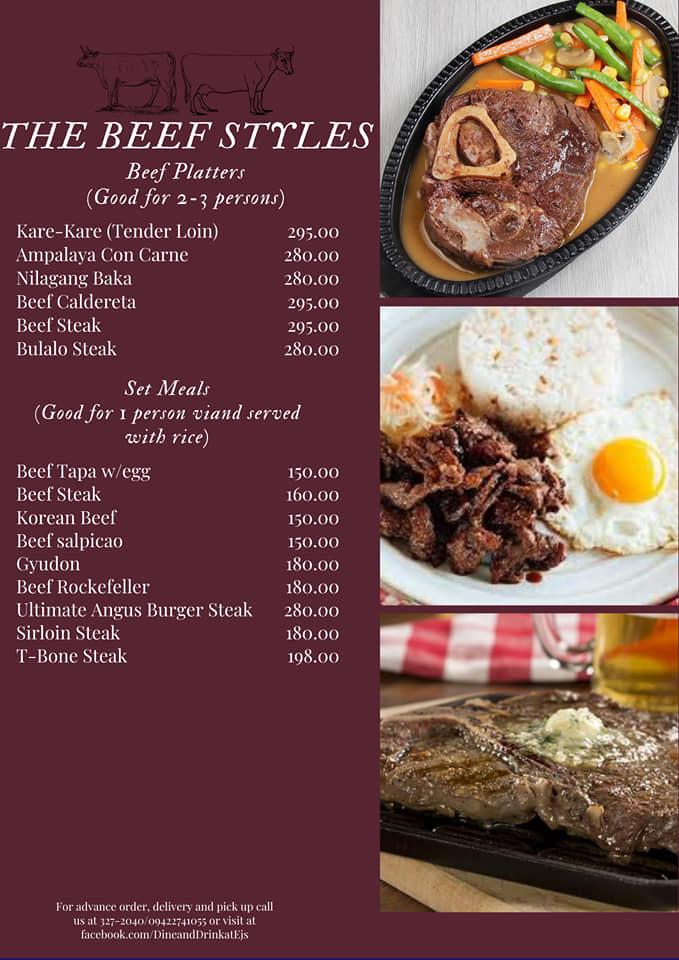 Menu at Dine And Drink @ EJ's Cafe And Bar, Davao City