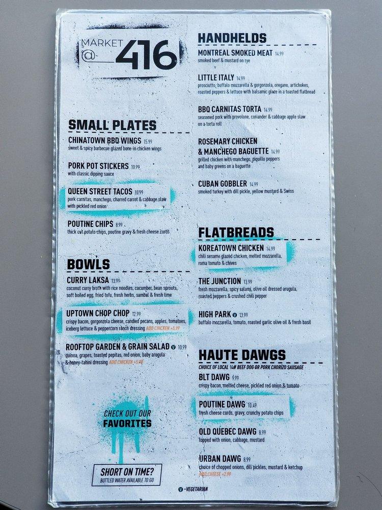 Menu at Market@416 cafe, Toronto