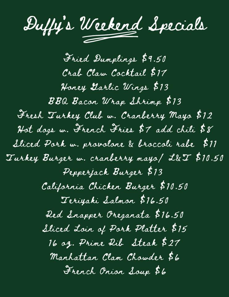 Menu at Duffy's pub & bar, Bayonne