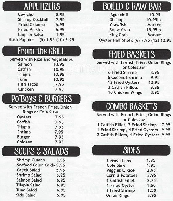 Menu at Fish n Tails Oyster Bar, Dallas