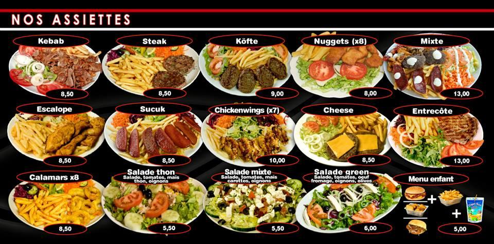 Menu au Green Kebab restaurant, Remiremont