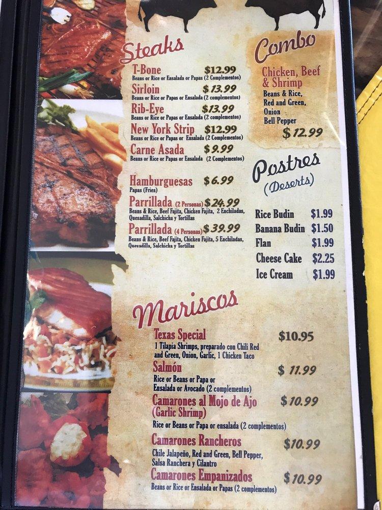 Menu at La Hacienda restaurant, Del Rio, 330 Pecan St