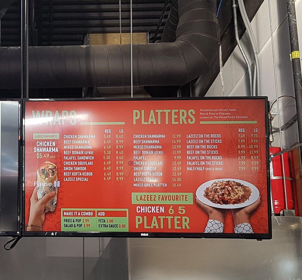 Menu at Lazeez Shawarma restaurant, Toronto, Kennedy Rd unit b1