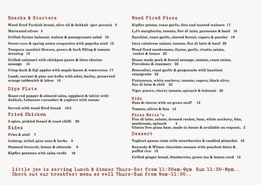 Little Josh's Restaurant Menu