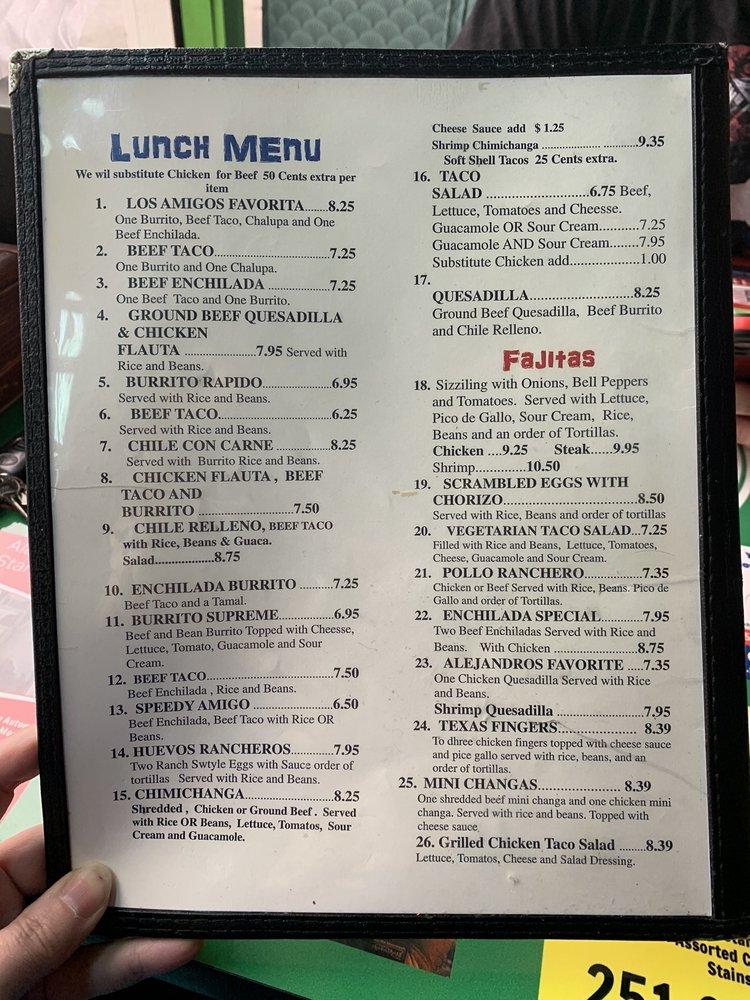 Menu at Los 3 Amigos restaurant, Saraland