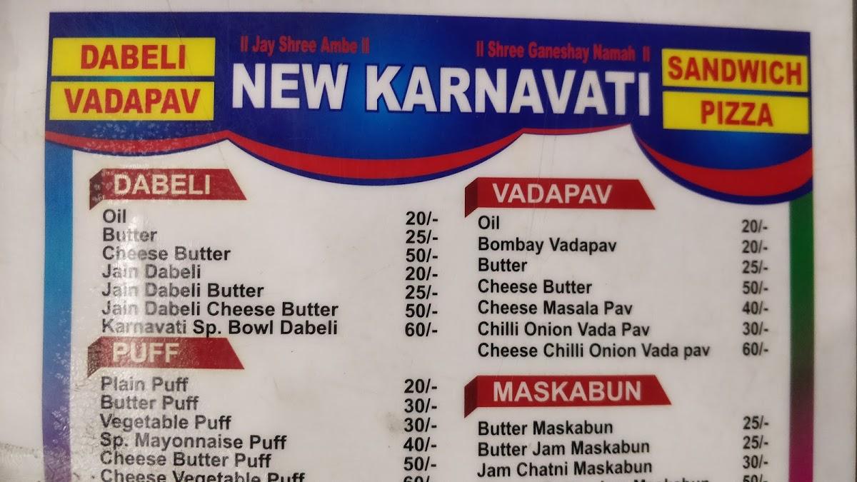 Menu at New Karnavati Dabeli & Sandwich Corner, Ahmedabad