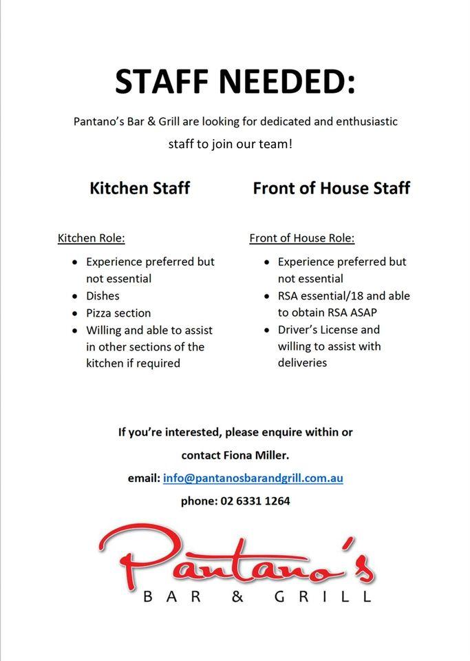 Menu at Pantano's Bar & Grill, Bathurst