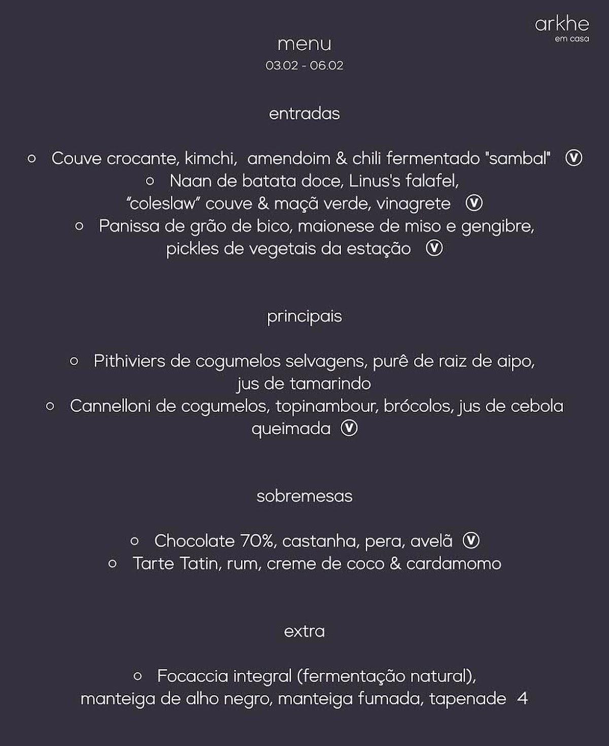 Menu at arkhe restaurant, Lisbon, Boqueirão do Duro 46