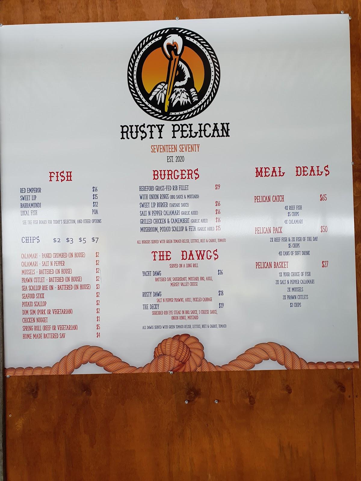Menu at 1770 Rusty Pelican fast food, Seventeen Seventy