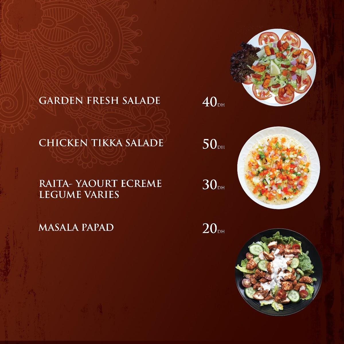 Menu at Clay Oven Marrakech restaurant, Marrakesh