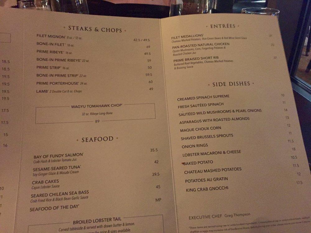 Menu at Del Frisco's Double Eagle Steakhouse, Orlando