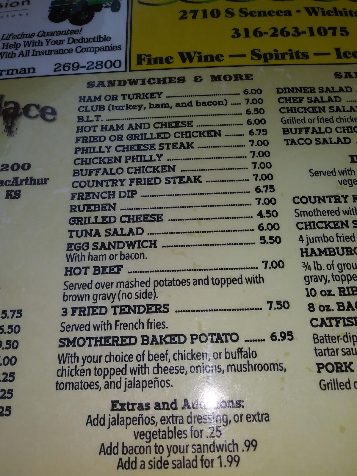 Menu at Dusti's Place pub & bar, Wichita