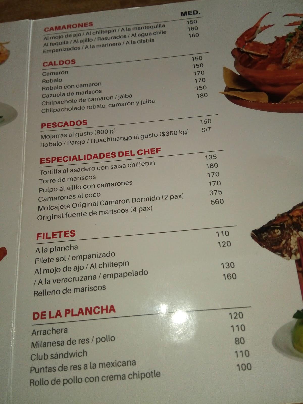 Carta del restaurante Arrecife, Comida del Mar, Heroica Cárdenas ...