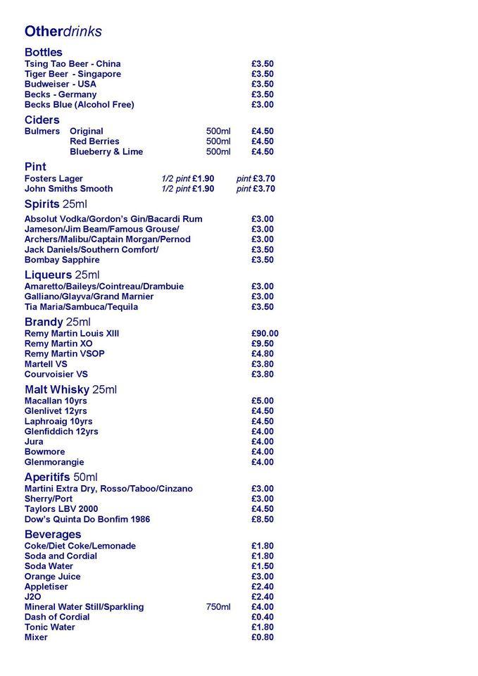 Menu at King Neptune restaurant, Newcastle upon Tyne, Parkside