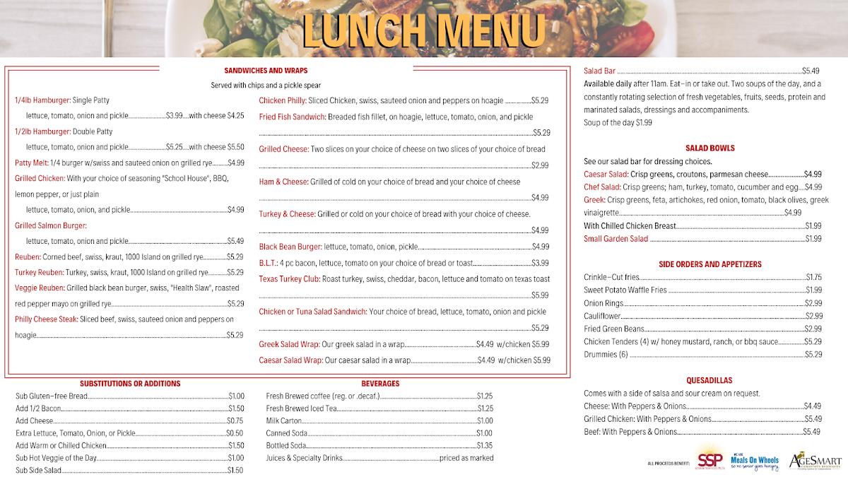 Menu at Senior Services Plus restaurant, Alton