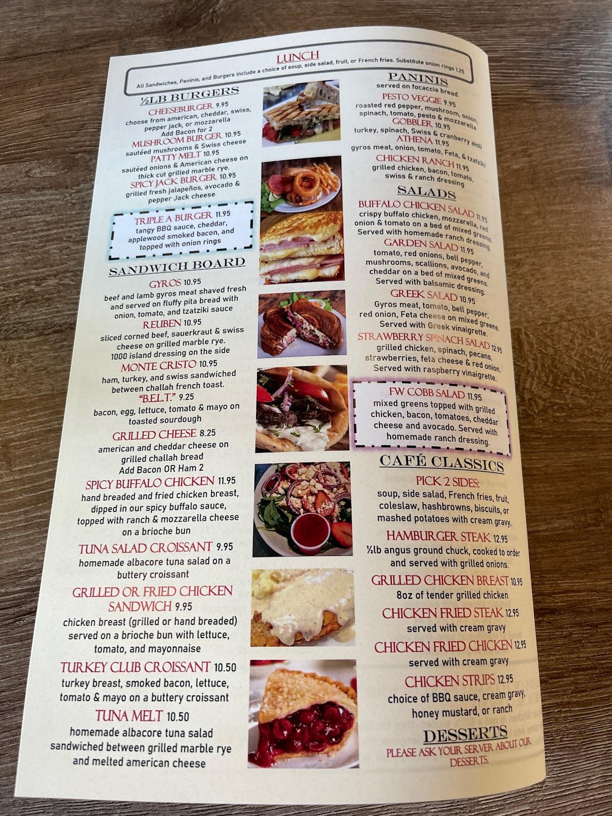 Menu at Triple A Cafe, Fort Worth, Trinity Blvd #201