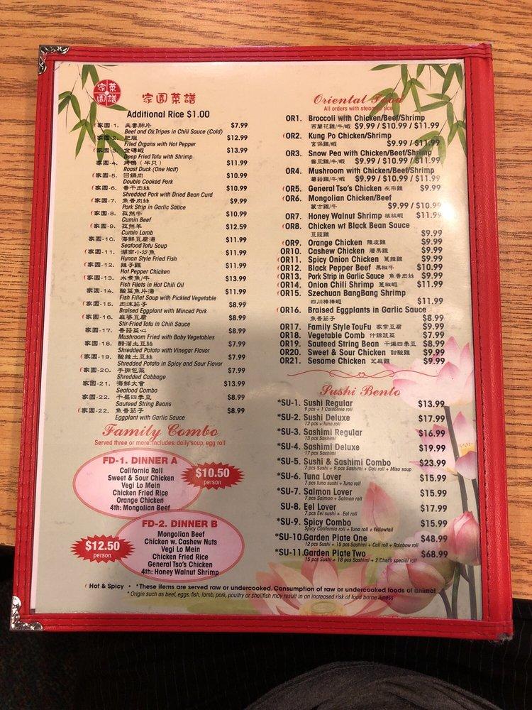 Menu at Family Garden restaurant, Richland