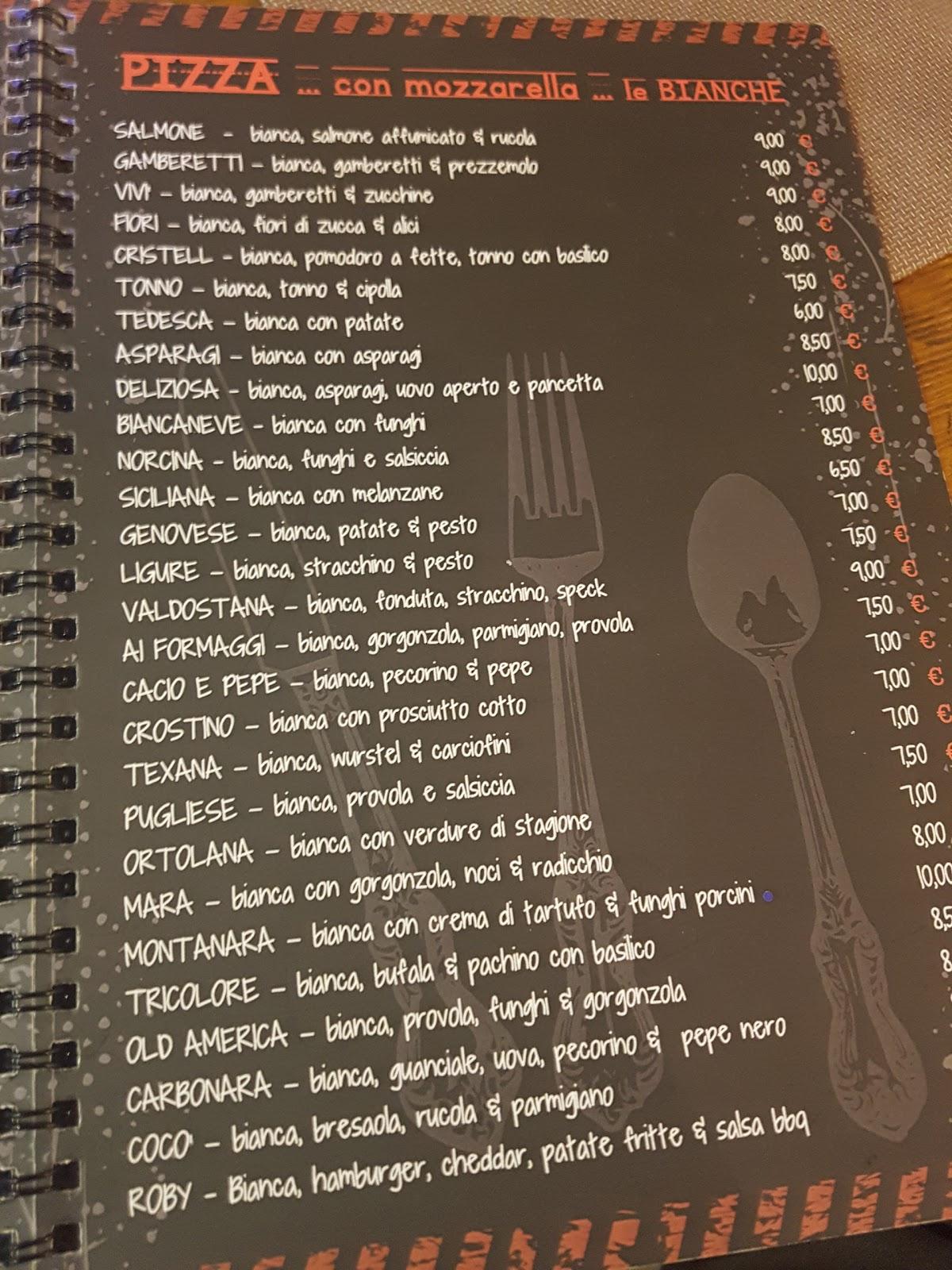 Menu da Osteria Zazà pizzeria, Roma, Via dei Capasso