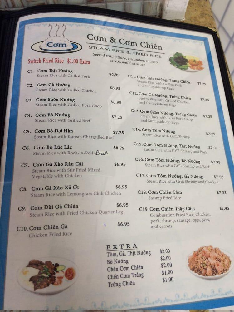 Menu at Phở Lúc Lắc restaurant, Houston