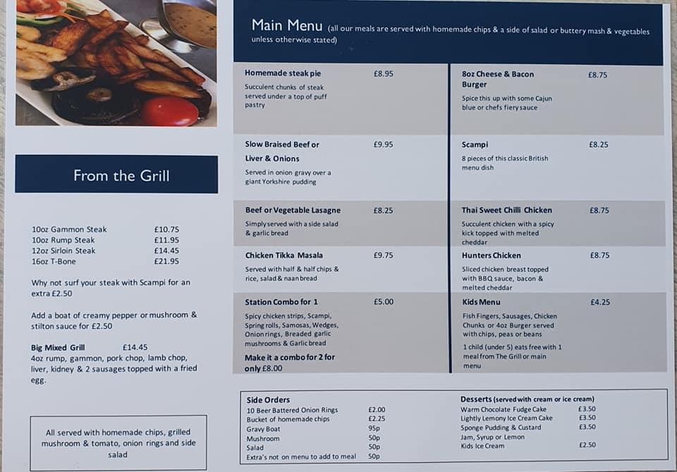 Menu at Station Hotel pub & bar, Rotherham, Aldwarke Road