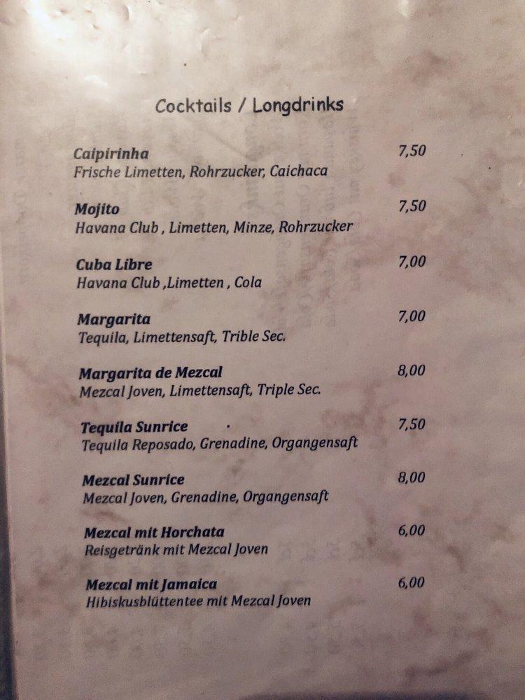 Carta del restaurante El Pikosito, Hamburgo