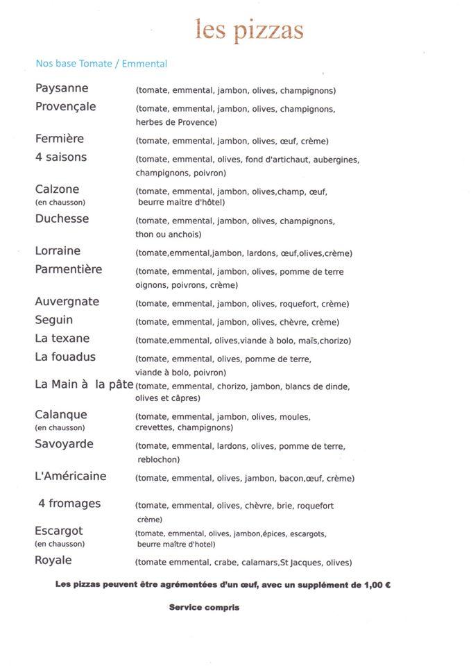 Menu au La main à la pâte restaurant, Bar-le-Duc