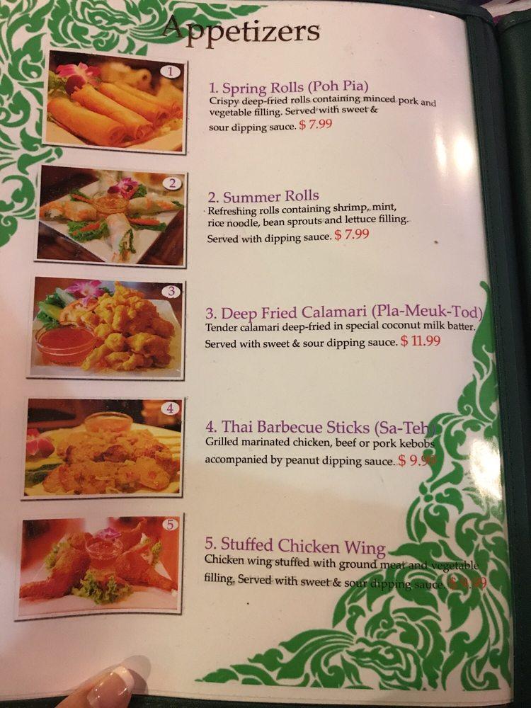 Menu at Siam Square restaurant, Honolulu