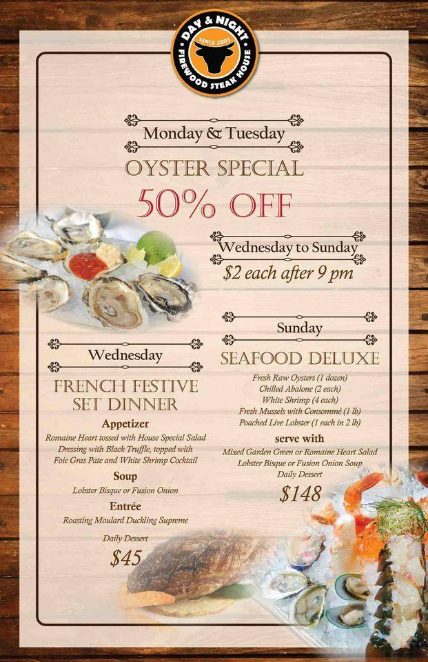 Menu at Day & Night Firewood Steakhouse, Markham, 2 Fenton Rd