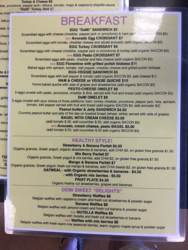 Menu at Demi Cafe Cafe., San Diego, Friars Rd #113