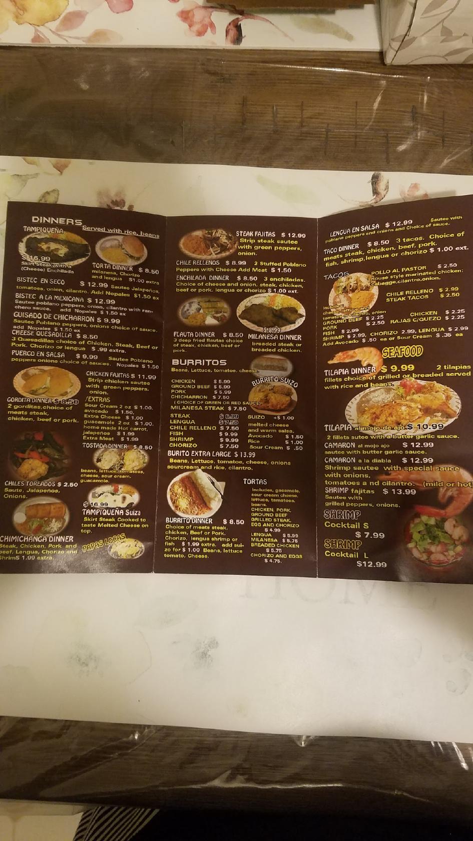 Menu at Don Andres #3 restaurant, Munster