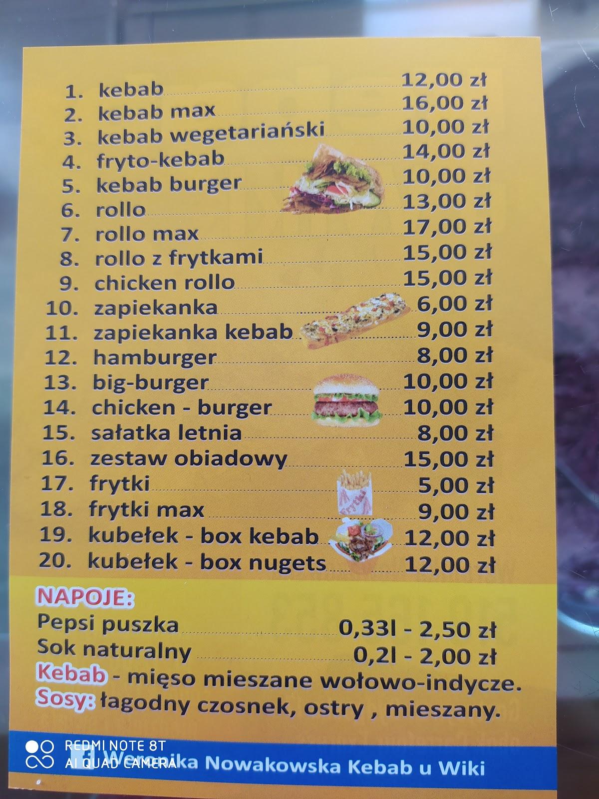 Menu at Kebab U Wiki pub & bar, Gostycyn