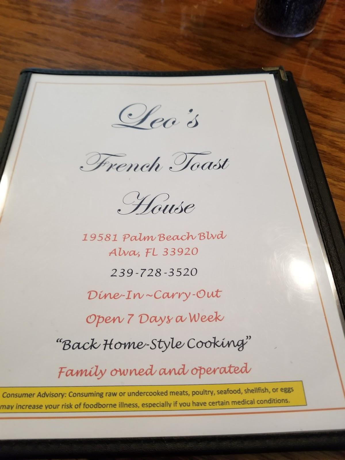 Leo's French Toast House Menu at Guadalupe Blauser blog