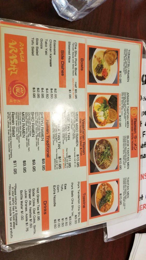 Menu at Ramen Arashi Banff restaurant, Banff
