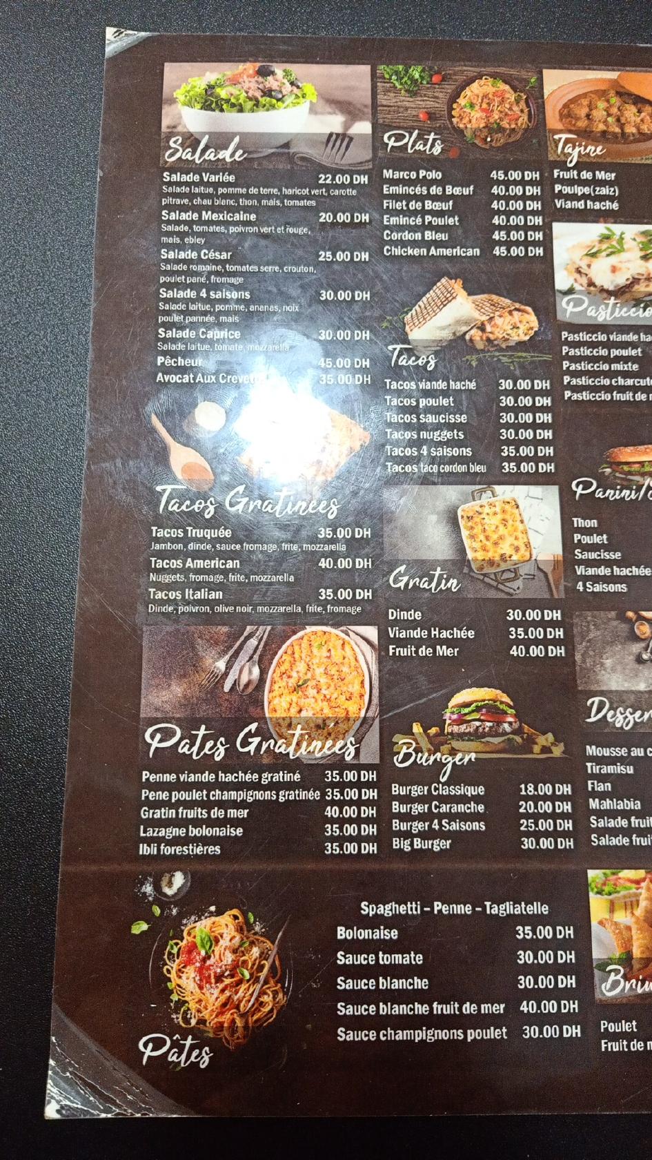 Menu au Snack 4 Saisons restaurant, Safi
