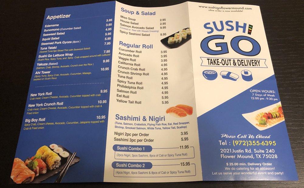 Menu at Sushi Go restaurant, Flower Mound