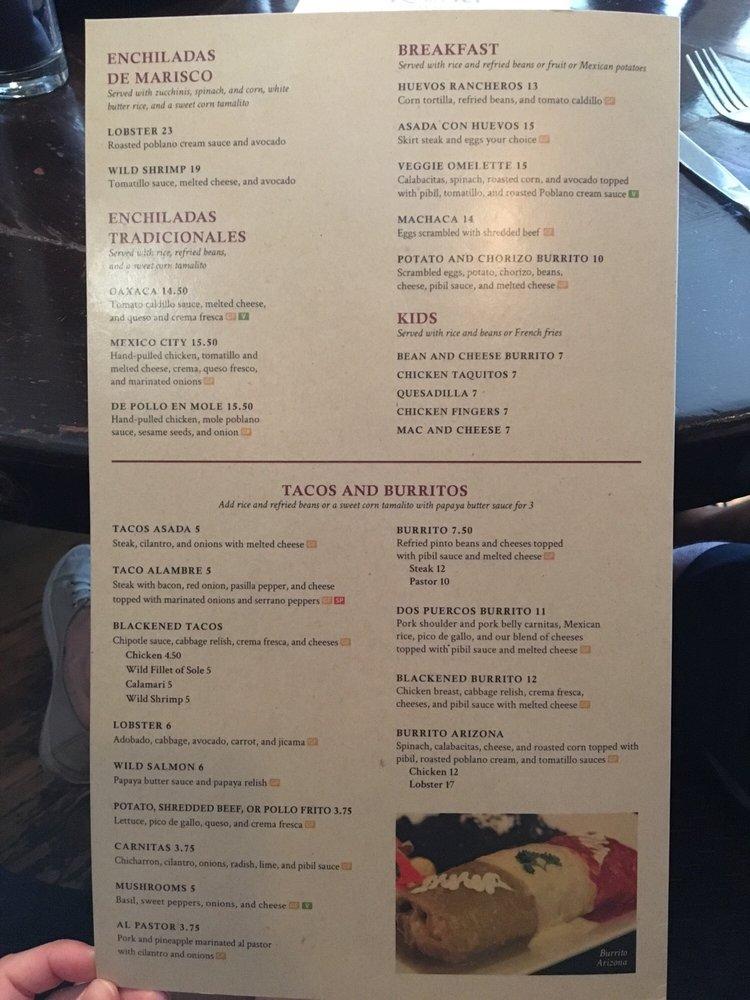 Menu at Taco Rosa restaurant, Irvine, Jamboree Rd