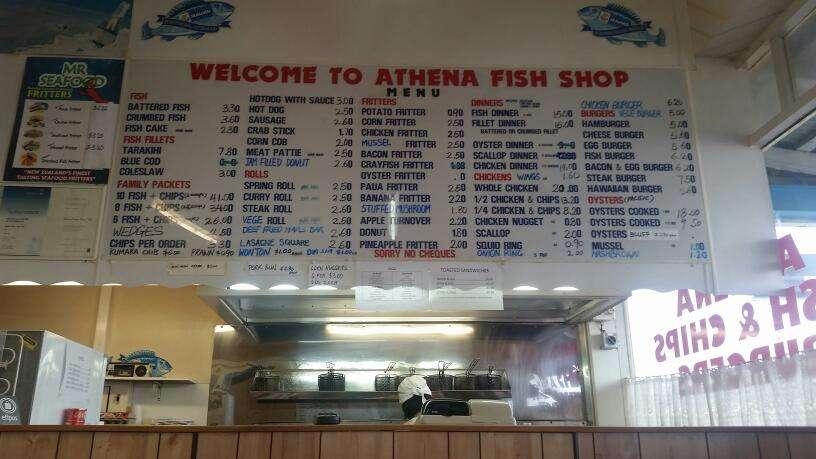 Menu at Athena Fish & Chips fast food, Wellington