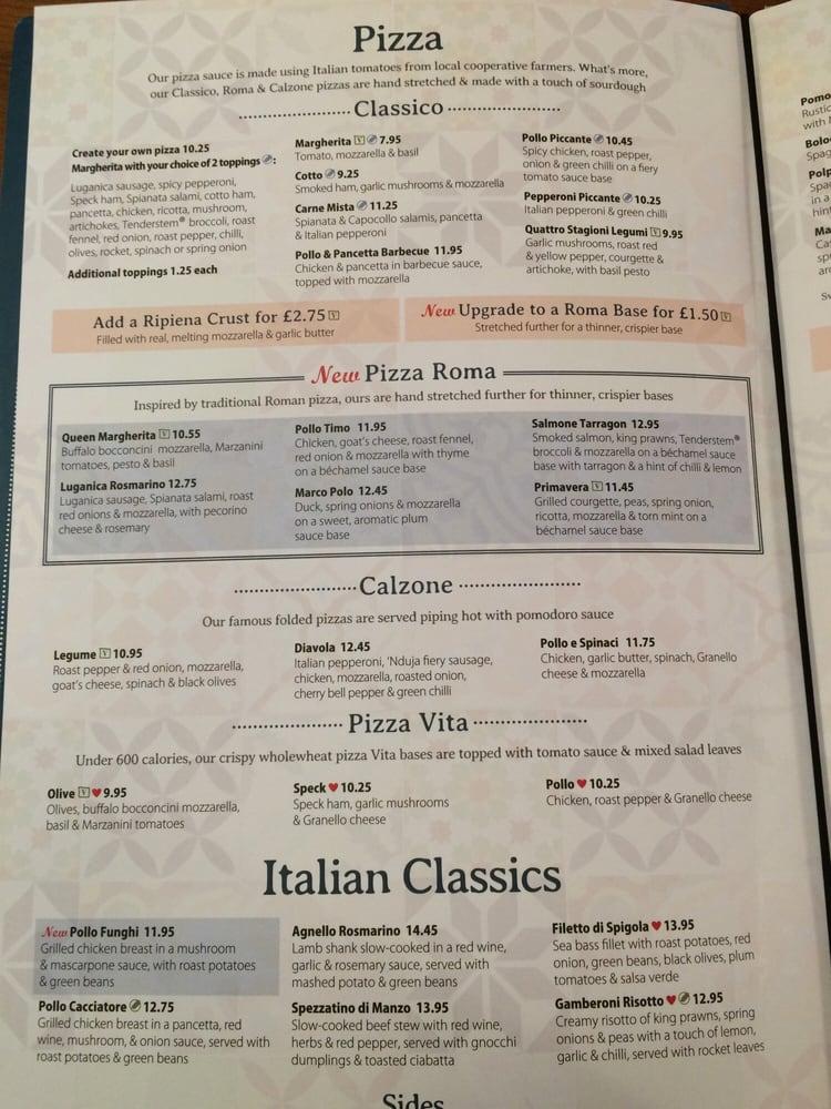 Menu at Bella Italia - Bolton restaurant, Bolton, Unit 23