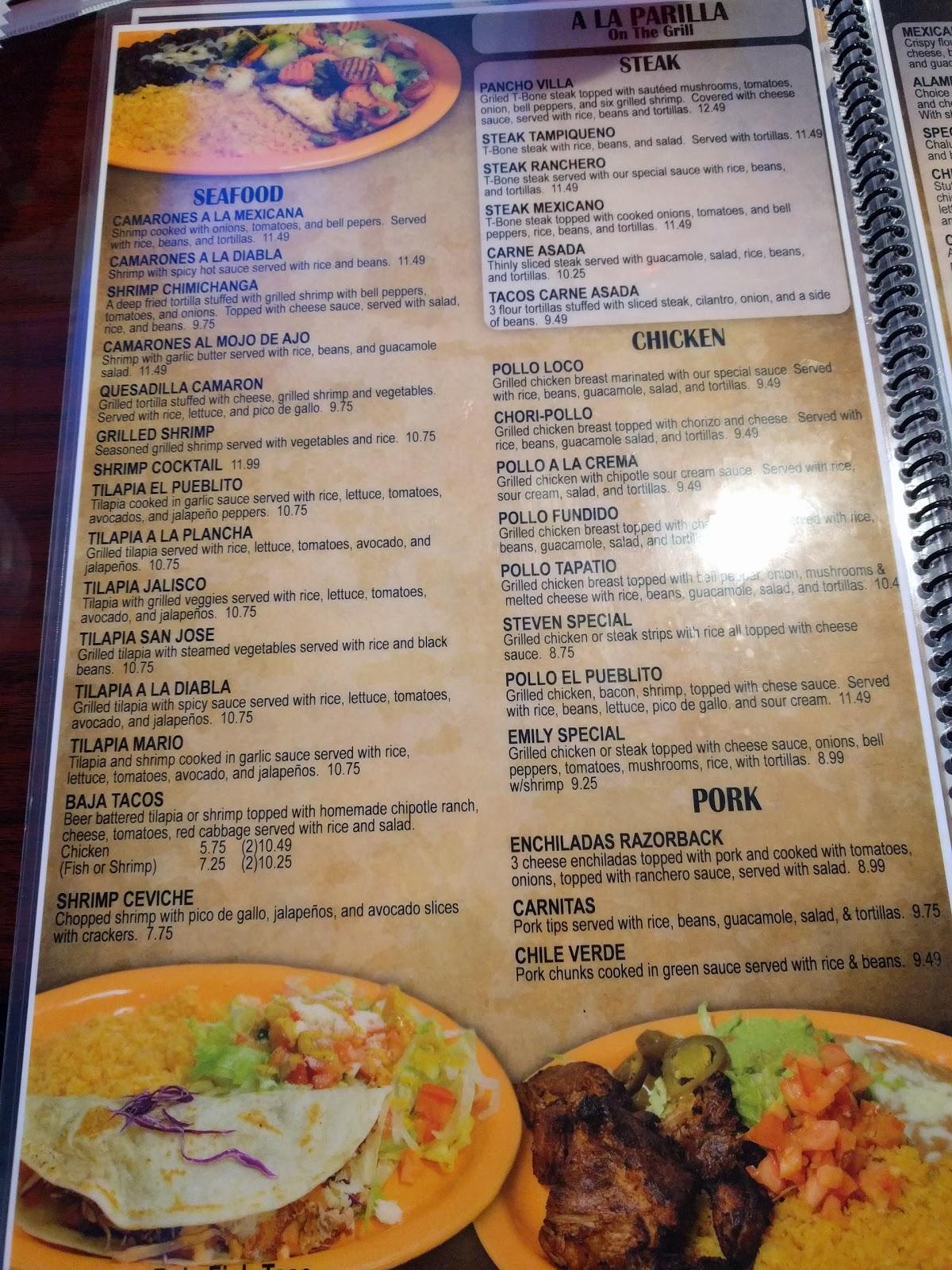 Menu at El Pueblito Mexican Restaurant, Centerton