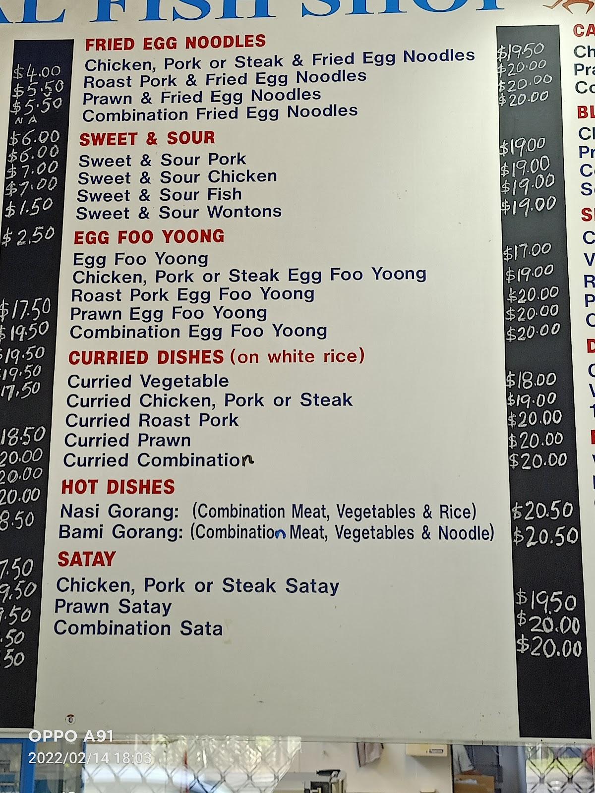 Menu at Hospital Fish Shop & Takeaways fast food, Whangarei