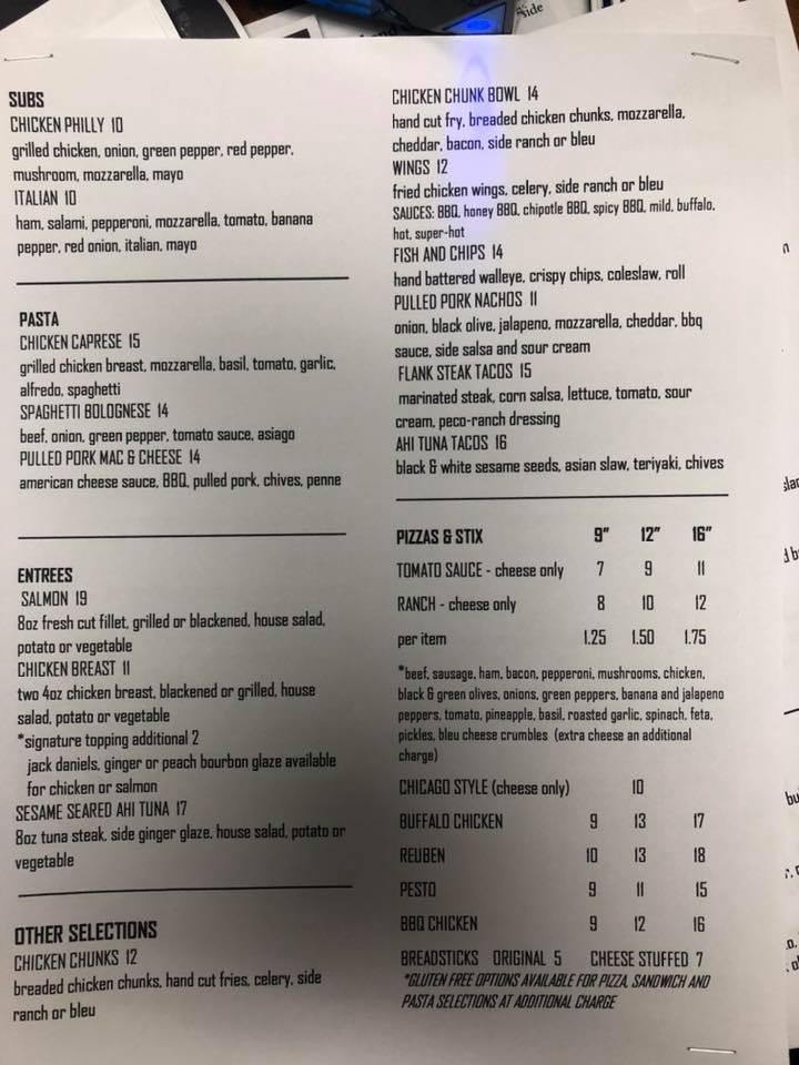 Menu at Kira’s Flipside Grill restaurant, Bluffton