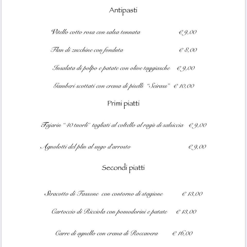 Menu da Osteria del Vicoletto ristorante, Alba