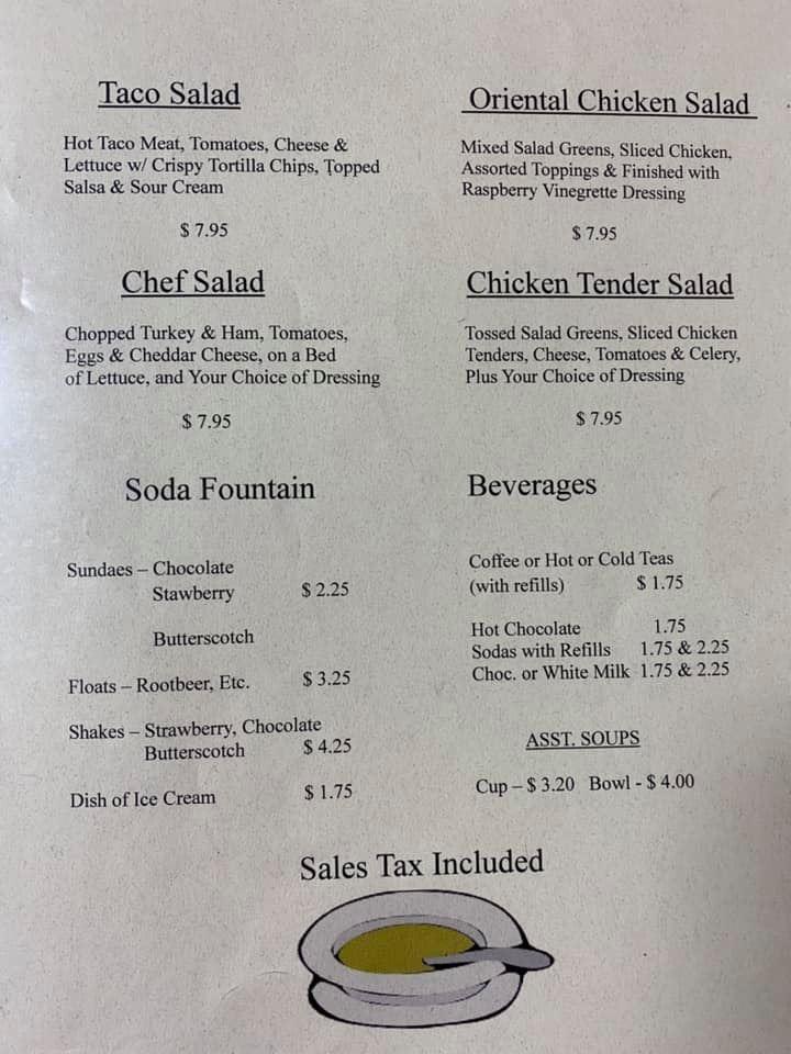 Menu at Pheasant Cafe, Waseca