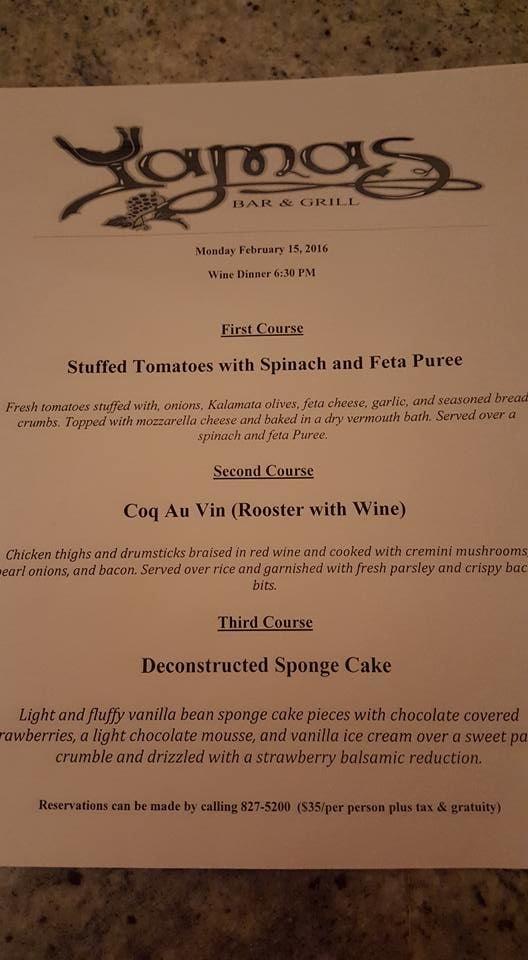 Menu at Yamas pub & bar, Old Town