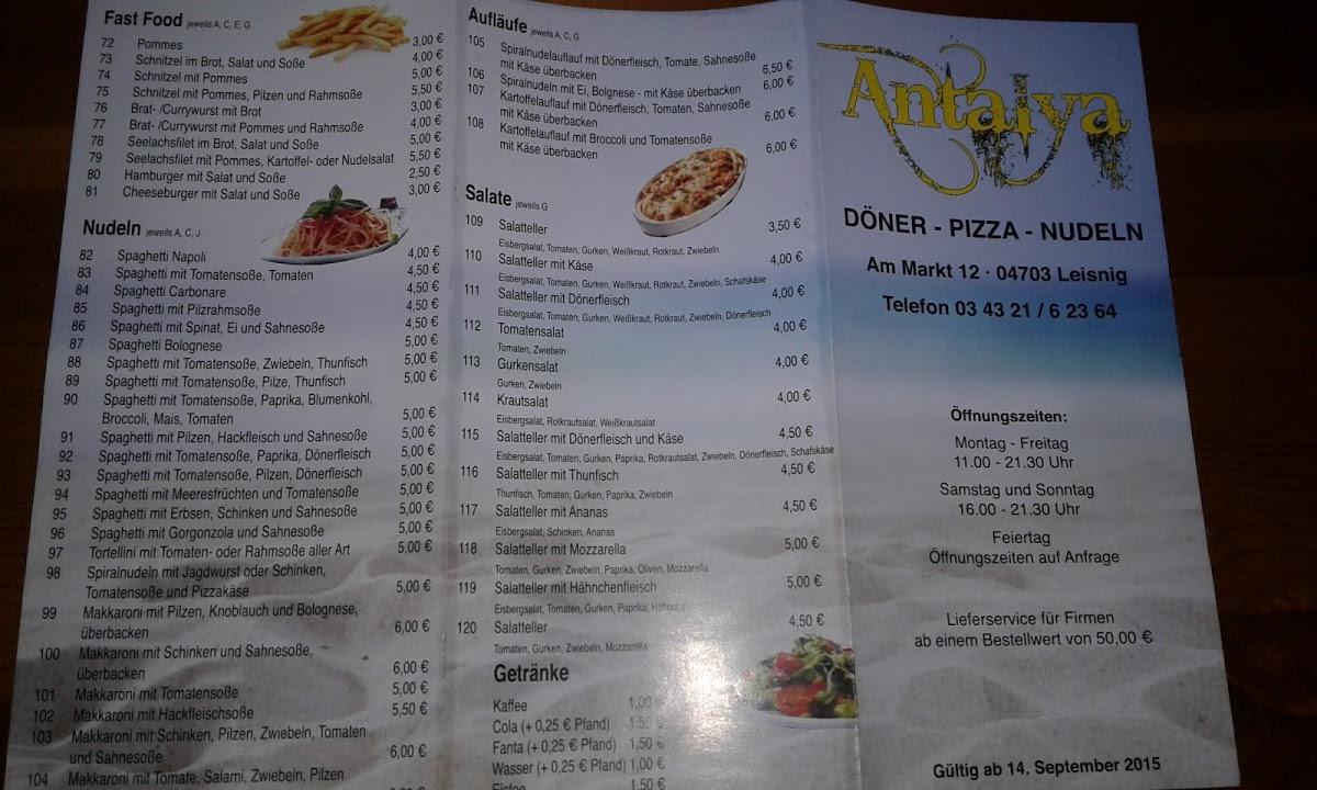 Speisekarte von Antalya restaurant, Leisnig